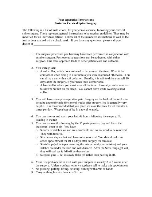 Post-Operative Instructions