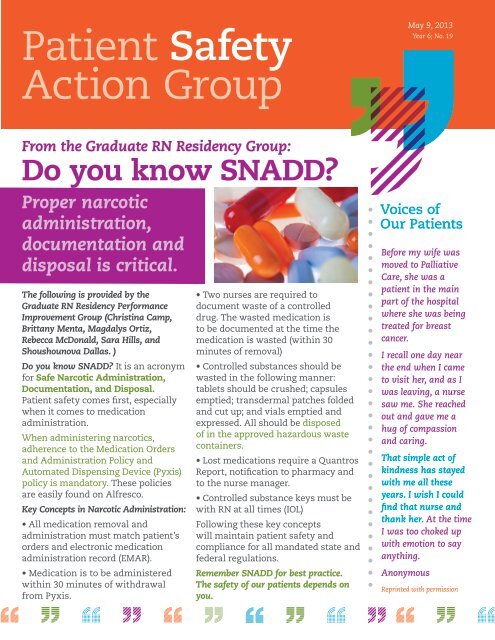 Patient Safety Action Group (PSAG) Newsletter ... - Hartford Hospital!