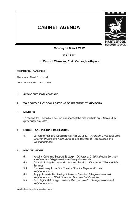 CABINET AGENDA - Hartlepool Borough Council