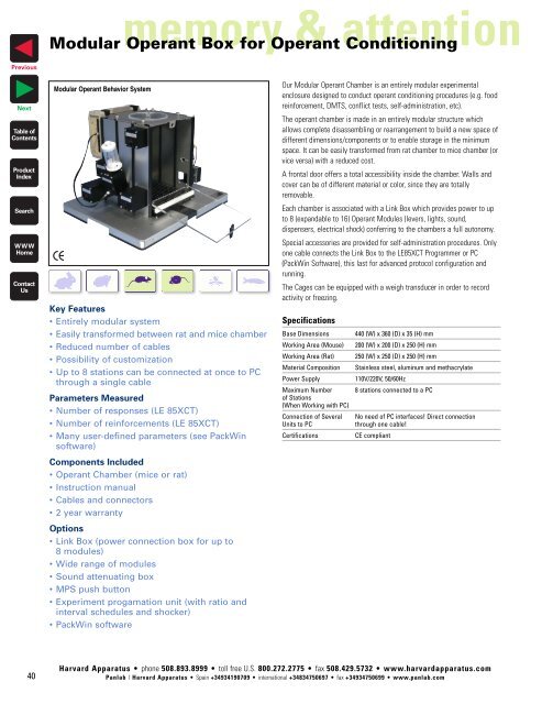 Modular Operant Box for Operant Conditioning - Harvard Apparatus