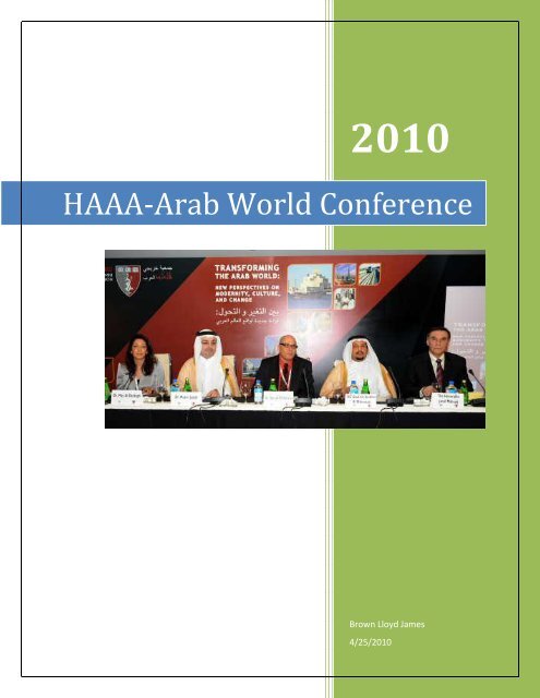 HAAA-Arab World Conference - Harvard Arab Alumni Association