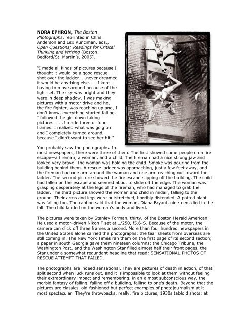 NORA EPHRON, The Boston Photographs, reprinted in Chris ...