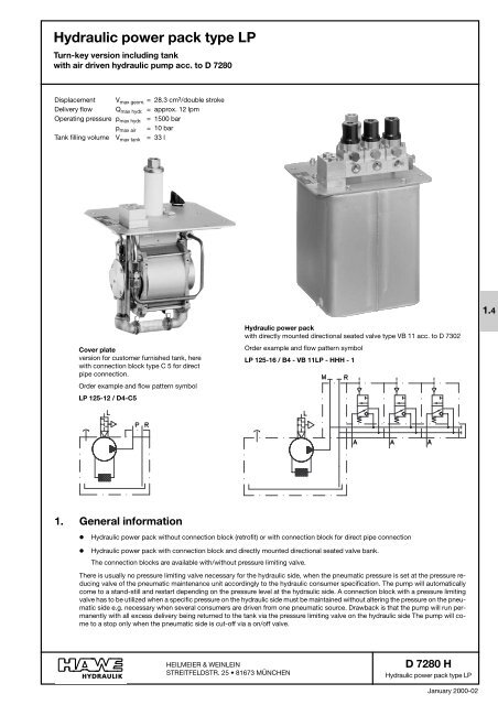 Hydraulic power pack type LP