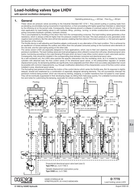 Load-holding valves type LHDV