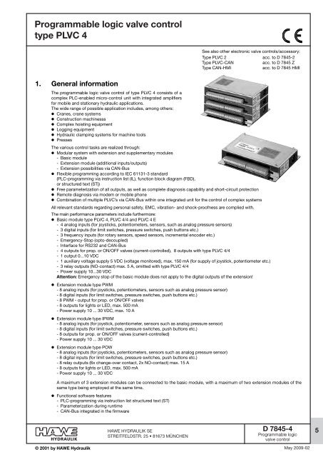 Programmable logic valve control type PLVC 4