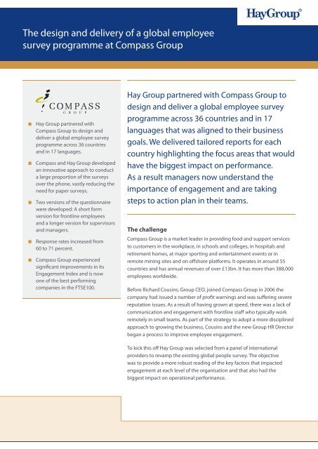 The design and delivery of a global employee survey ... - Hay Group
