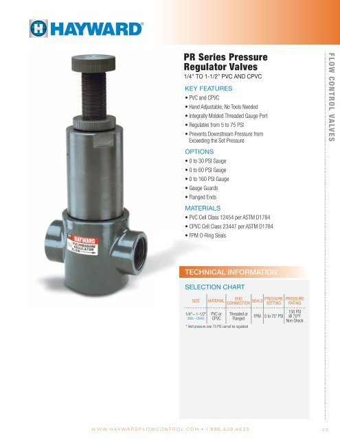 PR Series Pressure Regulator Valves - Hayward Flow Control