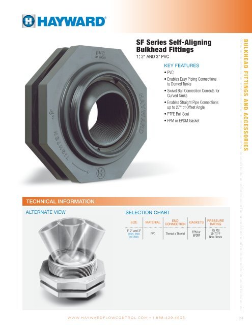 SF Series Self-Aligning Bulkhead Fittings - Hayward Flow Control