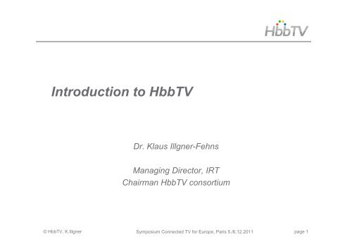 Introduction to HbbTV