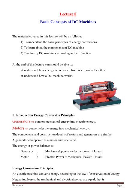 Lecture 8 Basic Concepts of DC Machines