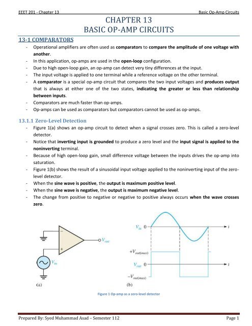 CHAPTER 13 BASIC OP-AMP CIRCUITS