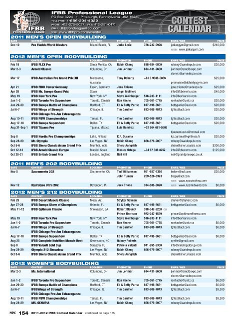 IFBB Professional League 2011 MEN'S OPEN BODYBUILDING ...