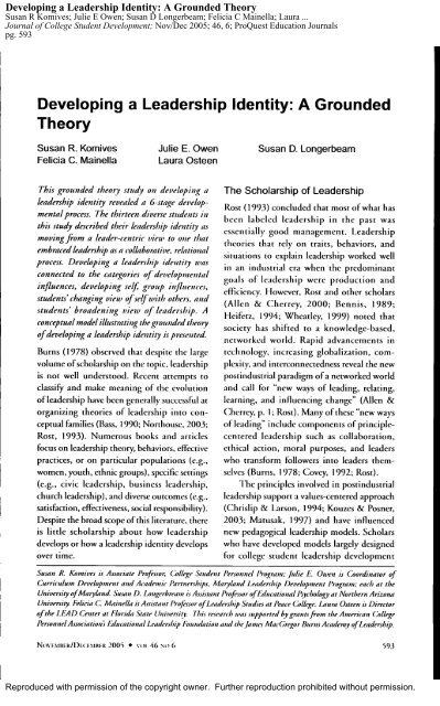 Developing a Leadership Identity: A Grounded Theory