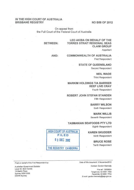 Written submissions - High Court of Australia