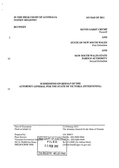 Written submissions - High Court of Australia