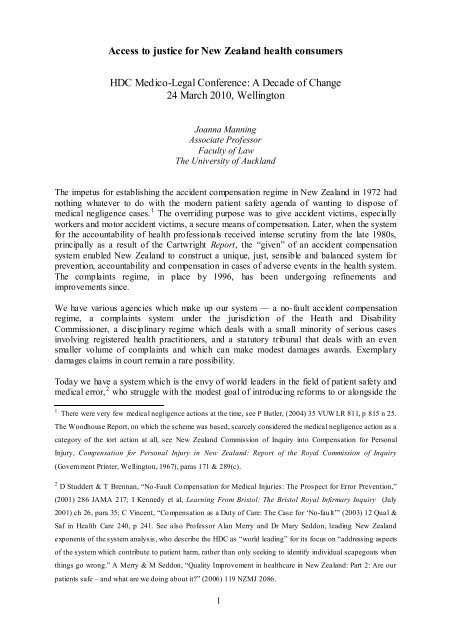 Access to justice for New Zealand health consumers - Health and ...