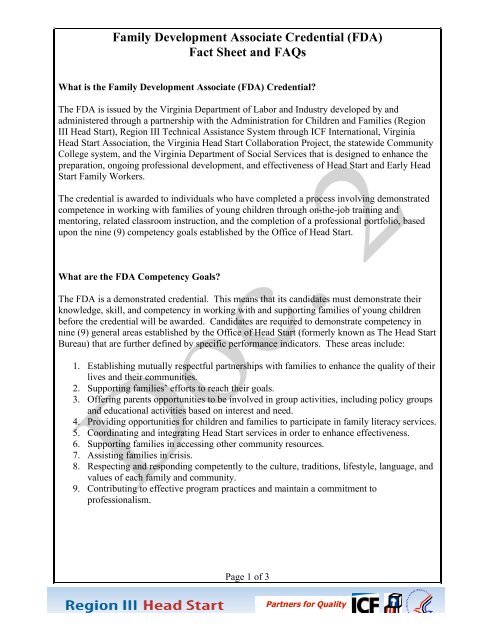 Family Development Associate Credential Fact Sheet and FAQs