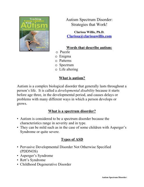 Autism Spectrum Disorder: Strategies that Work!