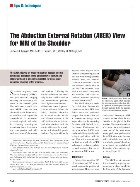 (ABER) View for MRI of the Shoulder - Healio
