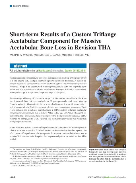 Short-term Results of a Custom Triflange Acetabular ... - Healio