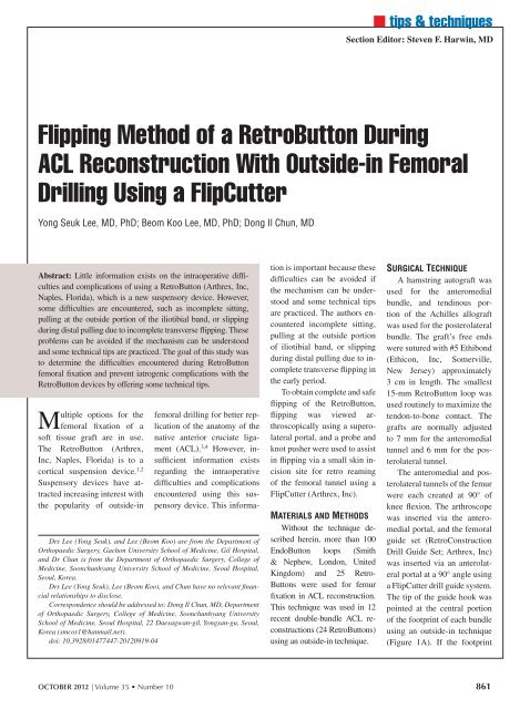 Flipping Method of a RetroButton During ACL ... - Healio