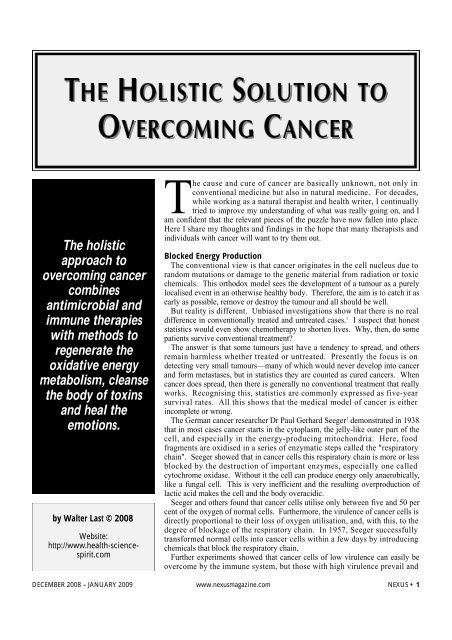 The Holistic Cancer Solution - Health - Science - Spirit