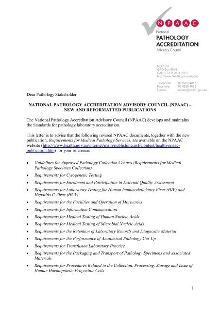 (NPAAC) – NEW AND REFORMATTED PUBLICATIONS The
