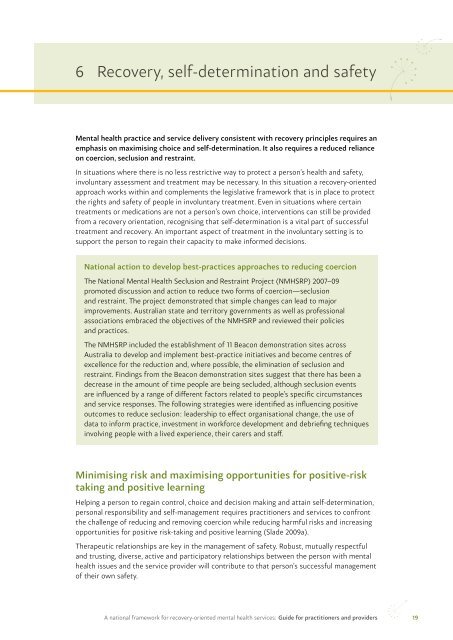 6 Recovery, self-determination and safety