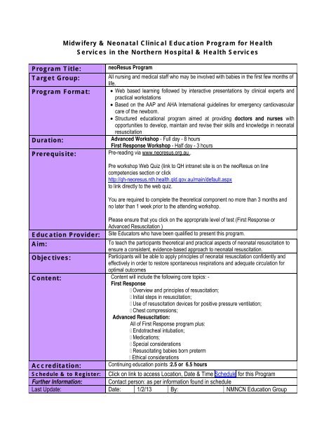 The Neonatal Resuscitation Program (NRP) - Midwifery & Neonatal ...