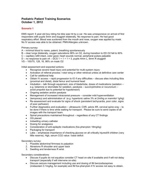 Pediatric Patient Training Scenarios (PDF: 35KB/4 pages)