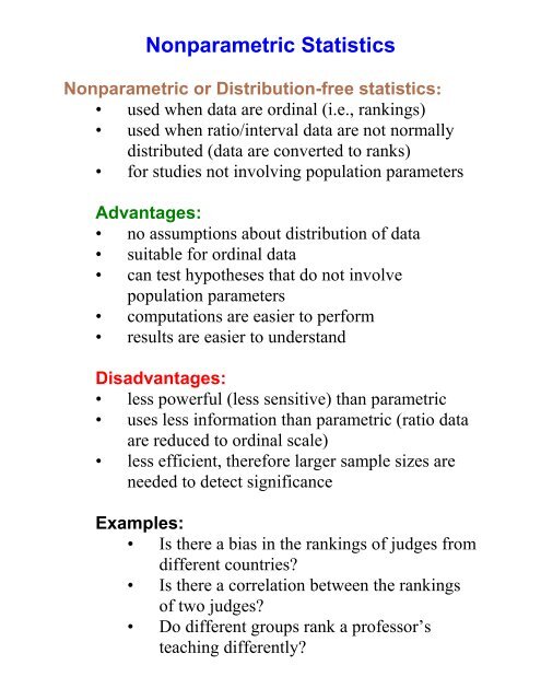 Chapter 12: Nonparametric Statistics Chapter 12: Nonparametric Statistics
