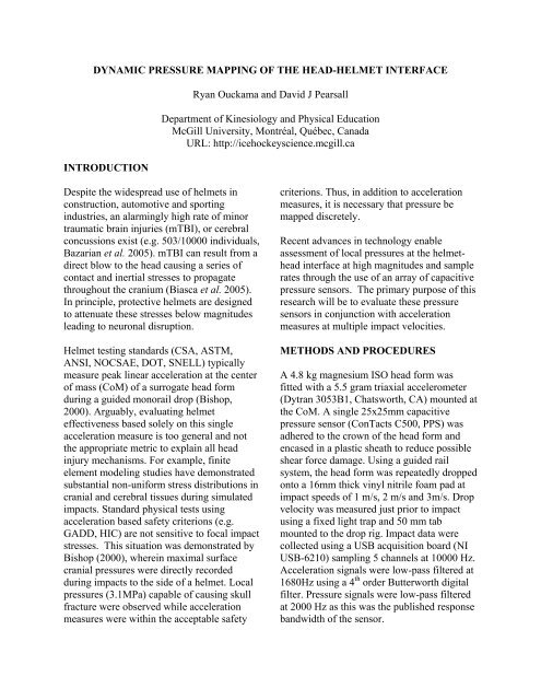 Dynamic Pressure Mapping Of The Head-Helmet Interface