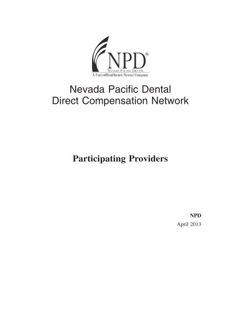 2013 April NPD Provider Directory - Sierra Health and Life
