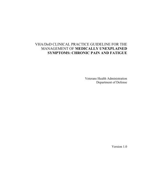 Vha Dod Clinical Practice Guideline For The Management Va Dod