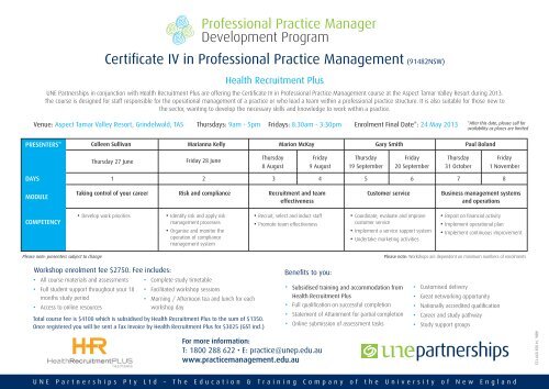 Certificate IV in Professional Practice Management - Health ...