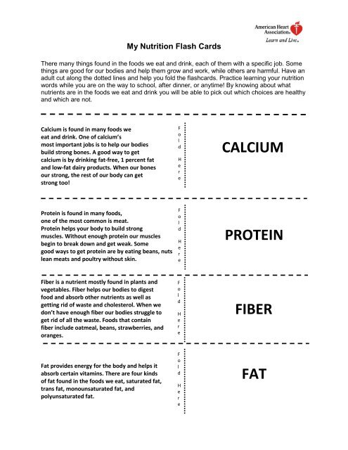 Nutrition Flash Cards