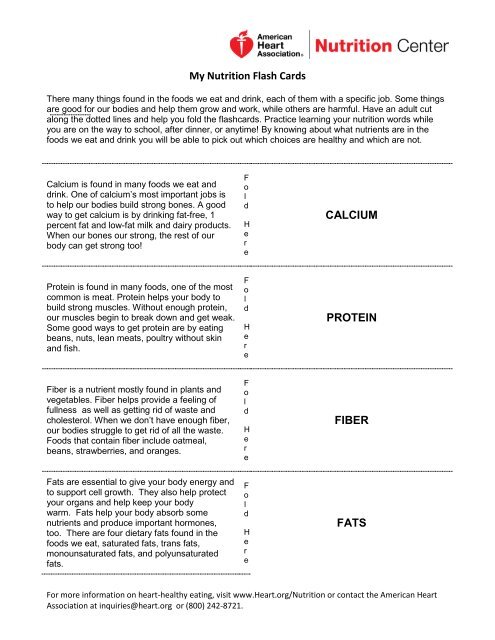 My Nutrition Flash Cards - American Heart Association