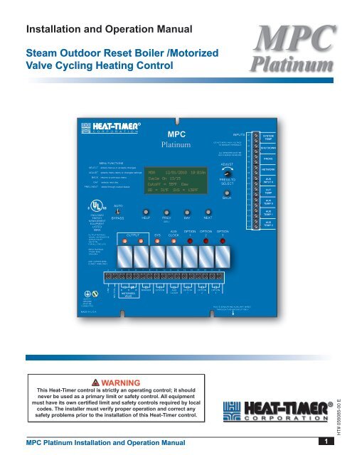 MPC Platinum Manual - Heat-TimerÂ® Corporation