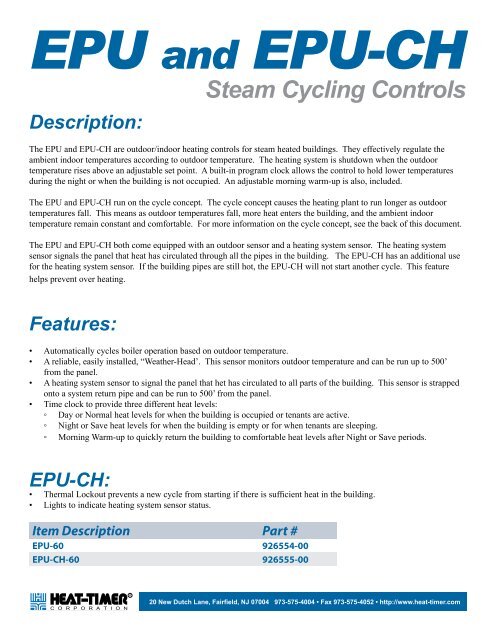 EPU and EPU-CH - Heat-TimerÂ® Corporation