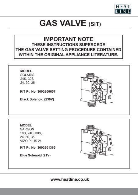 GAS VALVE (SIT) - Heatline