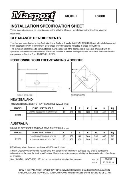 Installation specifications - Heatworks