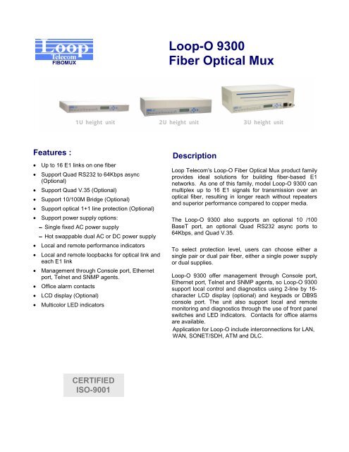 Loop-O 9300 Fiber Optical Mux - Hedin Data