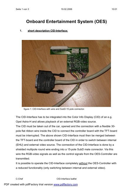 CID-Interface leaflet with pricelist engl