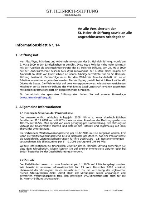 Informationsblatt Nr. 14 (pdf) - St.Heinrich-Stiftung