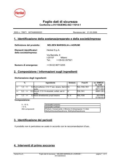 Scheda di sicurezza - Henkel