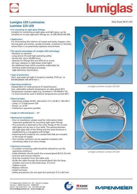 Lumiglas LED Luminaires Lumistar 225-LED