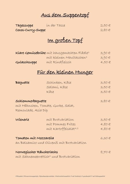 Speisekarte Bistro - Bodensee-Therme Überlingen