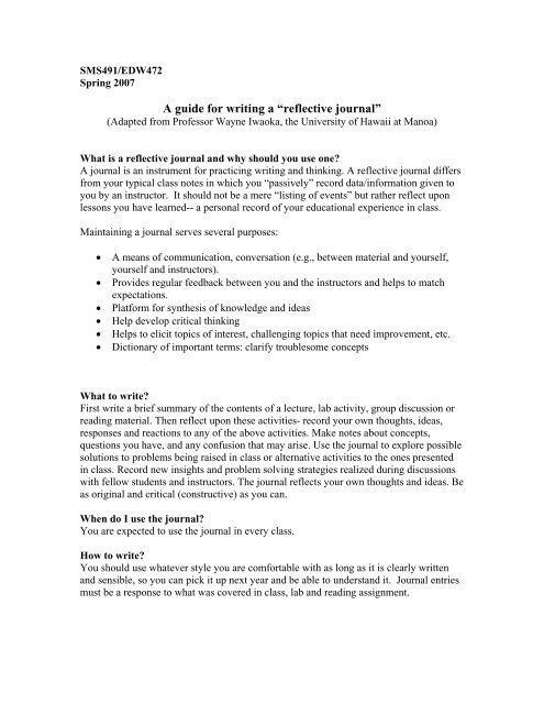 A guide for writing a “reflective journal”