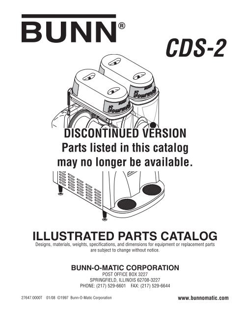 CDS-2 Parts Manual - Bunn