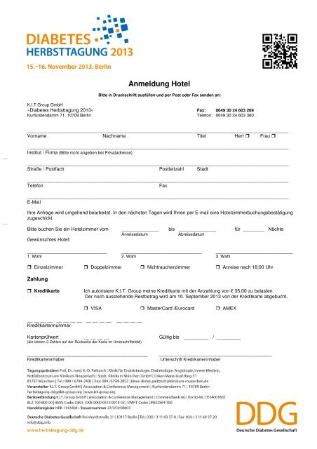 Anmeldeformular Hotelzimmer